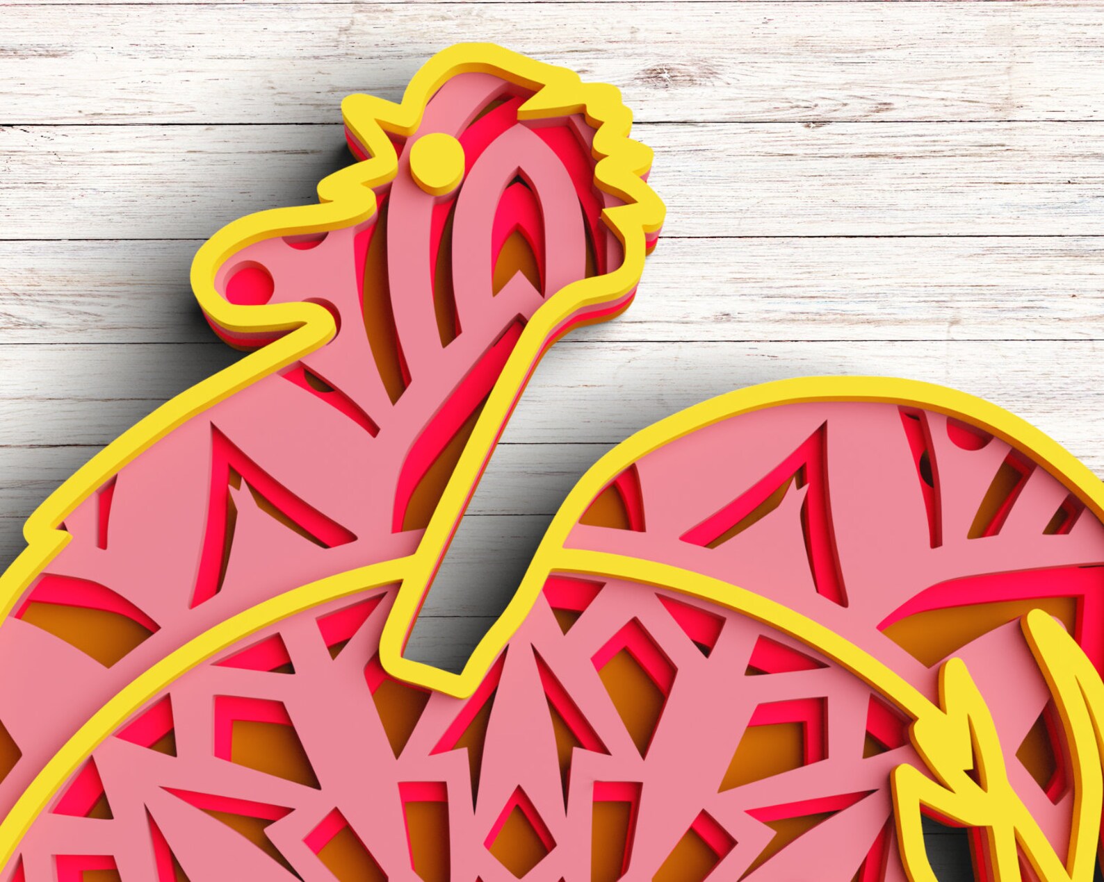 3D Rooster SVG DXF 4 Layer Bird Svg 3D Mandala Svg Layered - Etsy