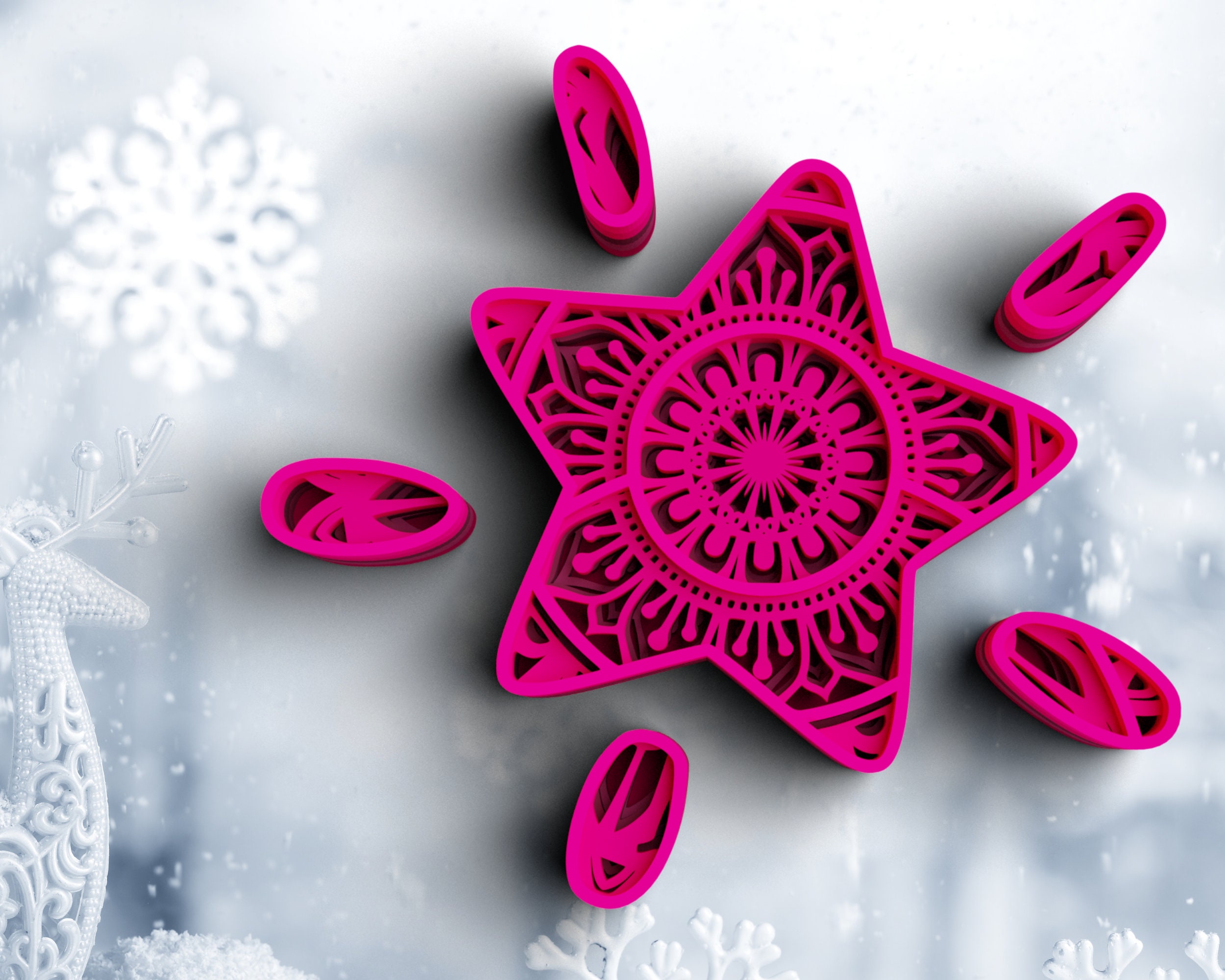 3D Christmas SVG DXF 5 Layer Star Svg 3D Mandala Svg | Etsy