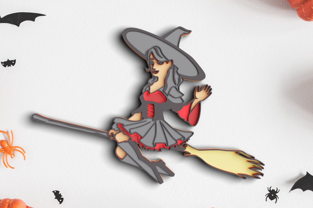 3D Layered Halloween Witch SVG DXF Files for Plasma 3D - Etsy Australia