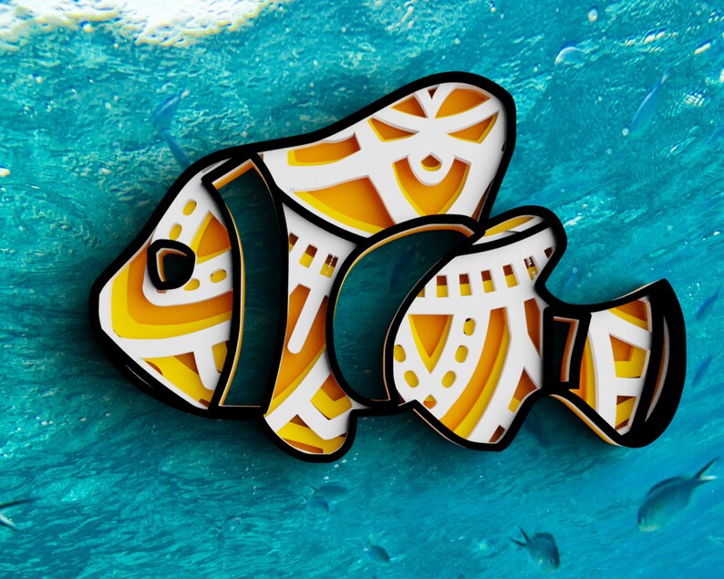 3D Fish SVG DXF 4 Layer Fisherman Svg 3D Mandala Svg - Etsy