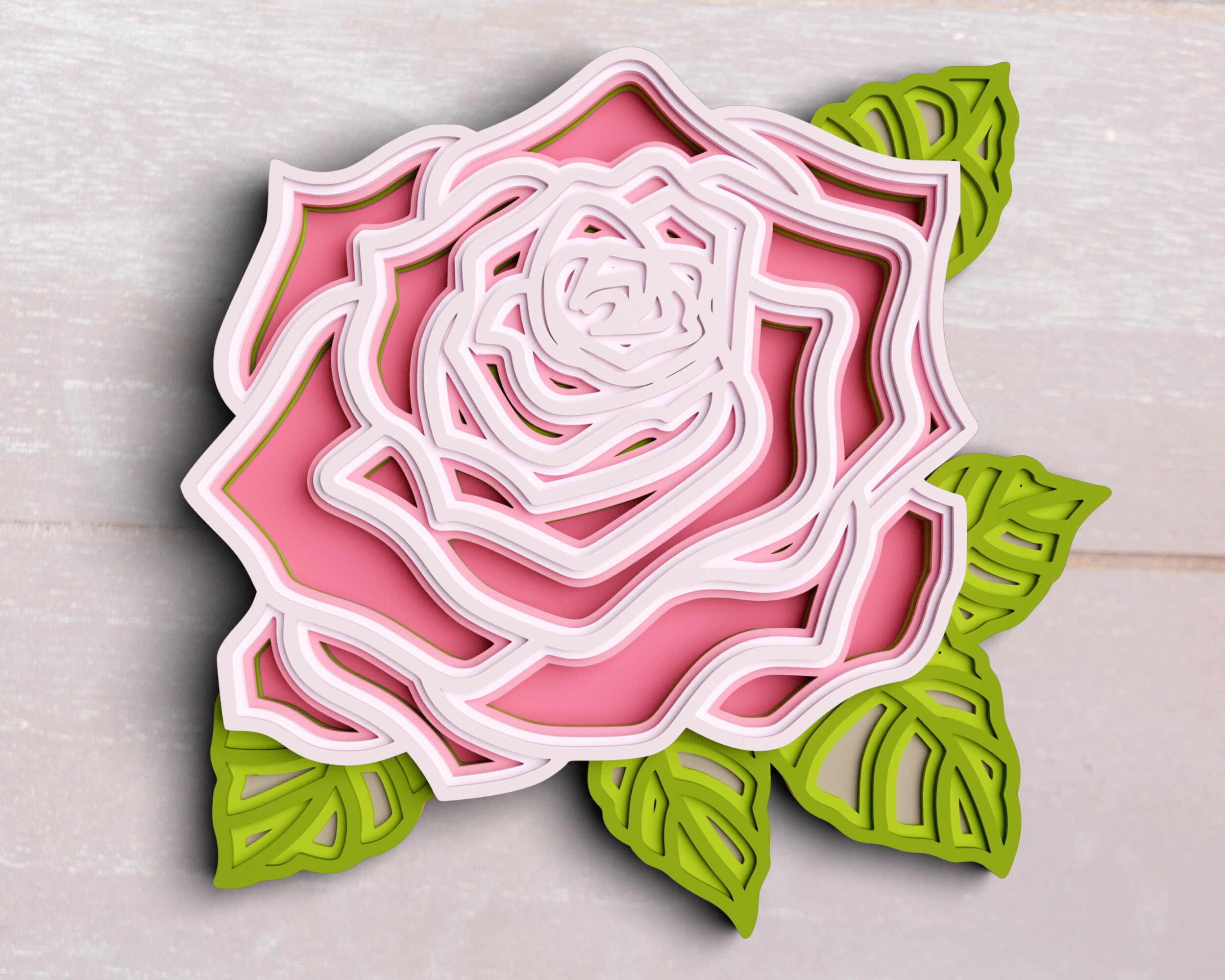 3D Rose SVG DXF 7 Layer Flower Svg 3D Mandala Svg Layered - Etsy