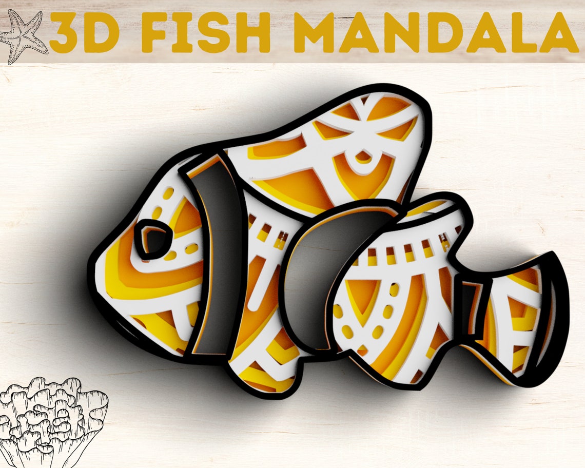 3D Fish SVG DXF 4 Layer Fisherman Svg 3D Mandala Svg - Etsy