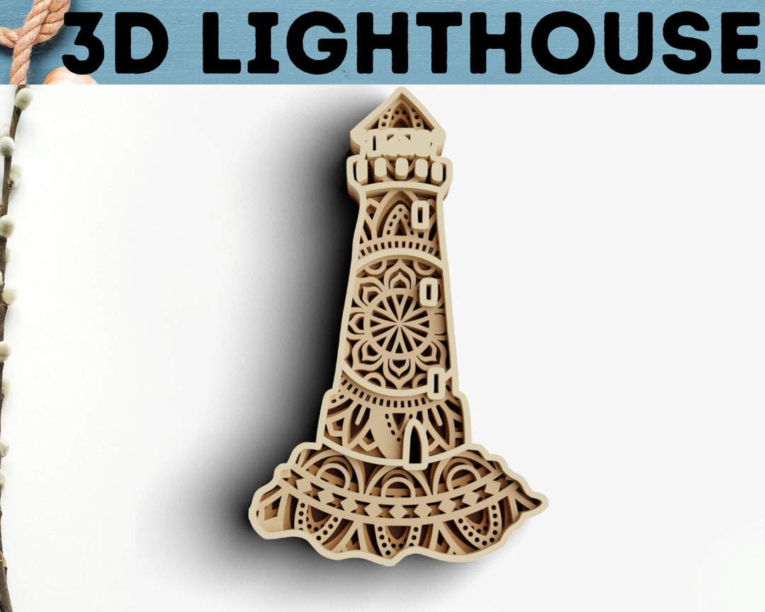 3D Lighthouse SVG DXF 4 Layer Nautical Svg 3D Shadow Box Svg Layered ...