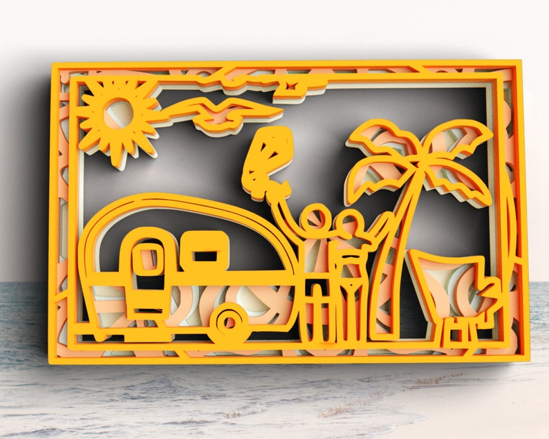 3D Beach SVG DXF File Vacation Svg 3D Mandala Svg Layered | Etsy