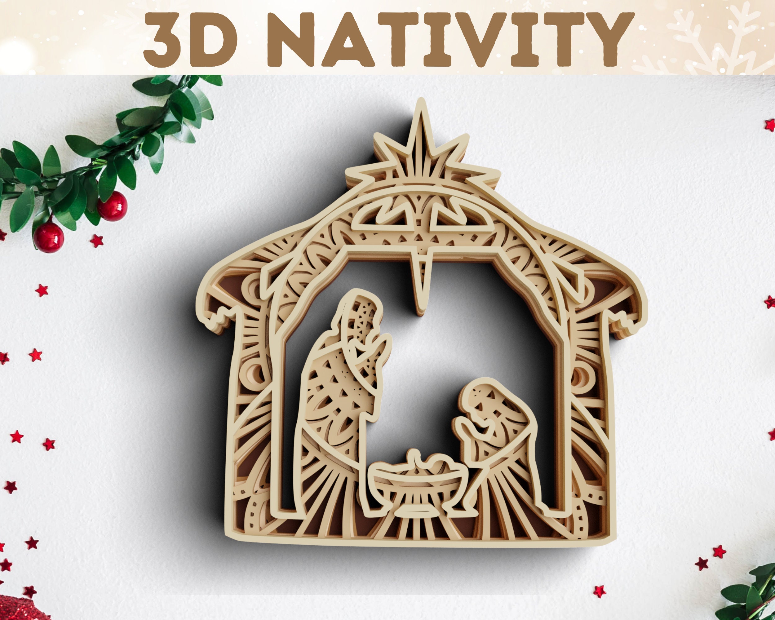 3D Christmas SVG DXF 5 Layer Nativity Svg 3D Mandala Svg - Etsy
