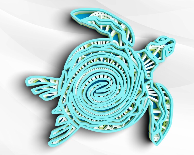 3D Sea Turtle SVG DXF 5 Layer Ocean Svg 3D Mandala Svg | Etsy