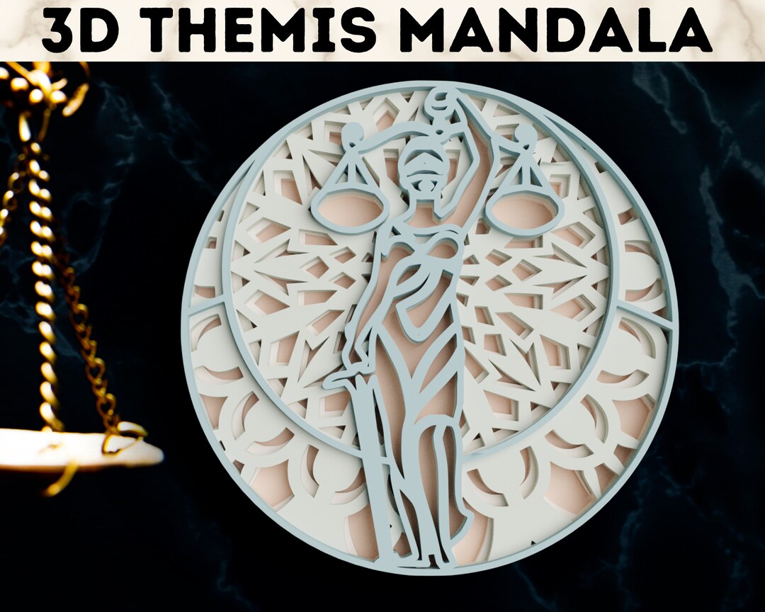 3D Themis SVG DXF 4 Layer Lady of Justice Svg 3D Shadow box Svg Layered ...