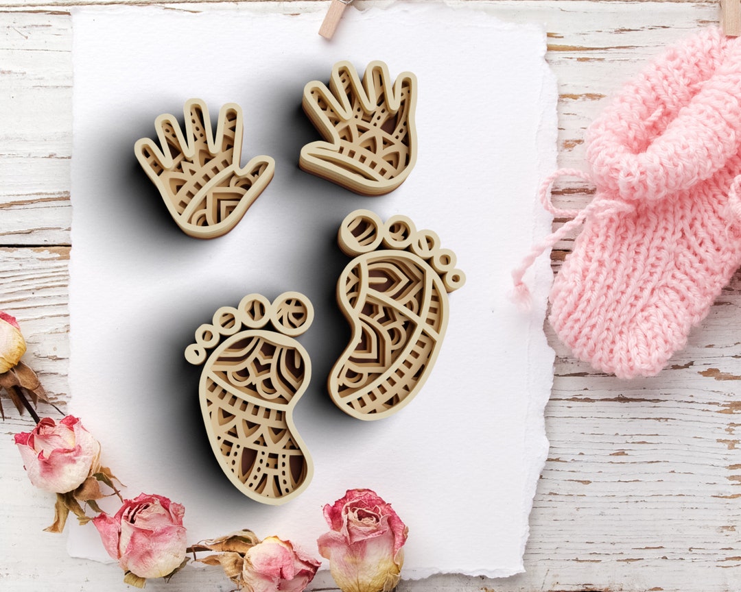 3D Baby Feet SVG DXF Layered Svg Baby Shower Svg Shadow Box Svg Layered ...