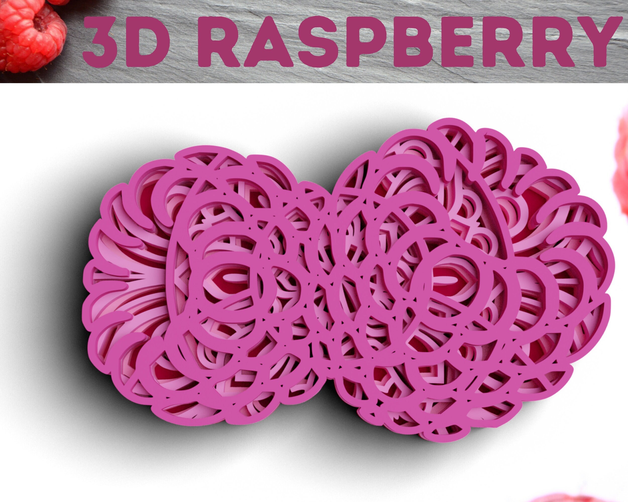 3D Raspberry SVG DXF 4 Layer Fruit Svg 3D Mandala Svg - Etsy