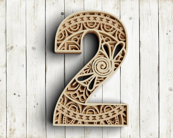 Layered Floral Numbers SVG DXF Number 2 3D Mandala Svg | Etsy