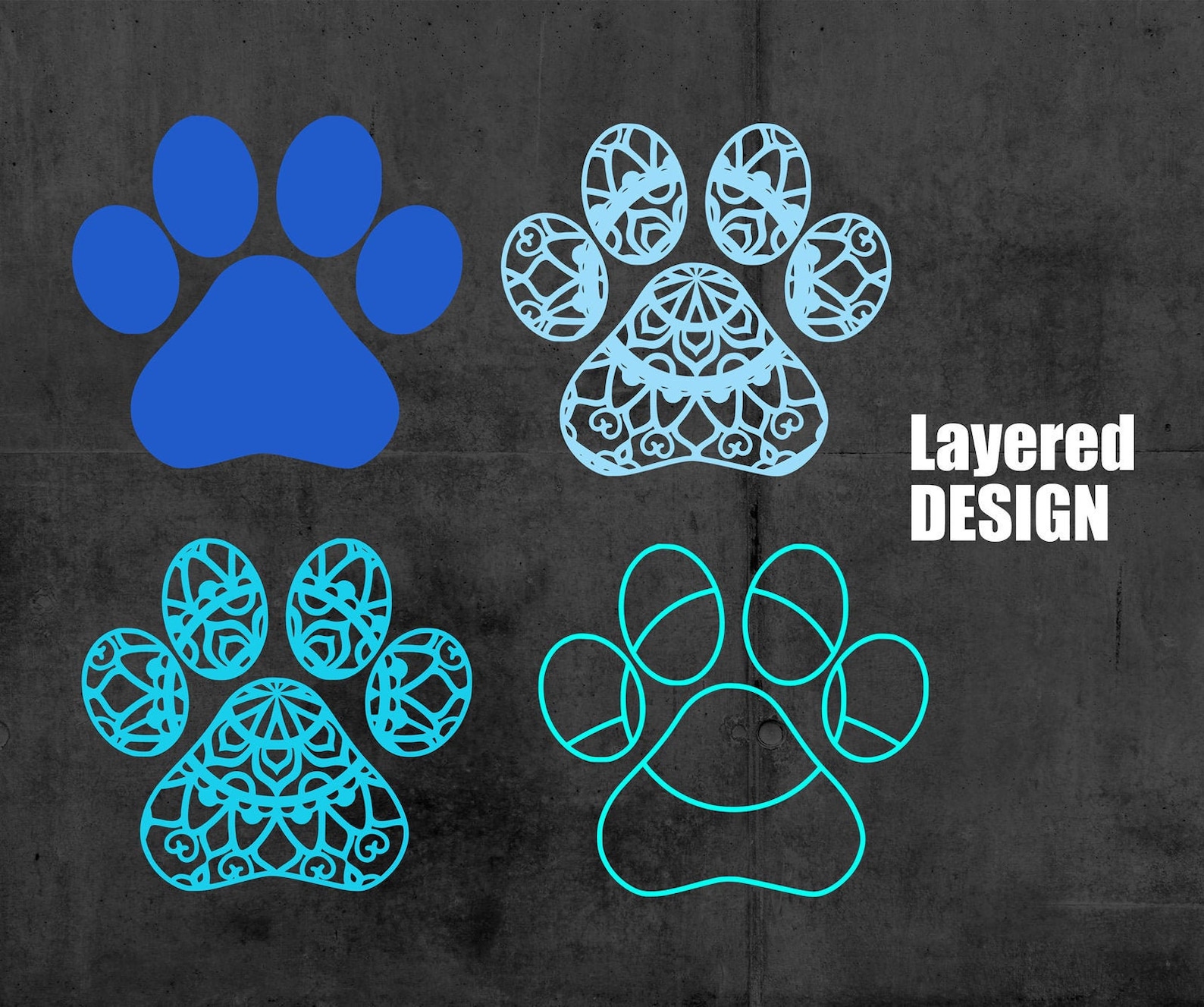 3D Dog Paw Print SVG DXF 4 Layer Dog Svg 3D Mandala Svg - Etsy