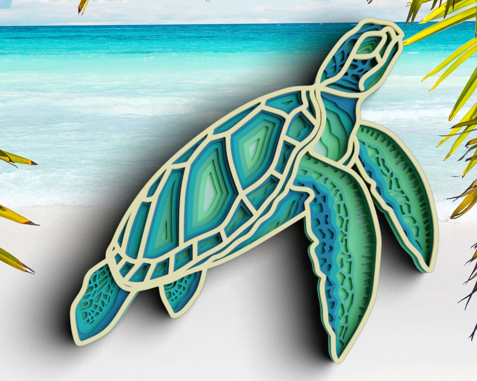 3D Sea Turtle SVG DXF 6 Layer Ocean Svg 3D Mandala Svg - Etsy