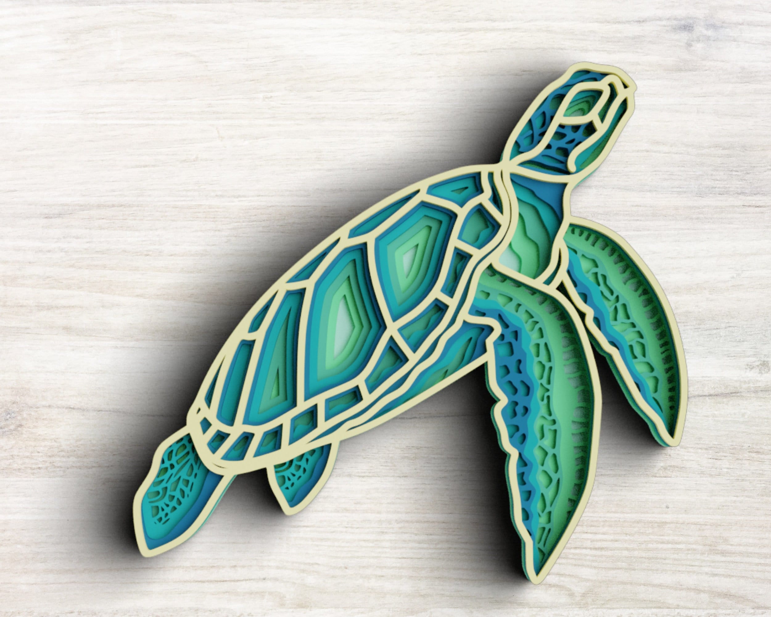3D Sea Turtle SVG DXF 6 Layer Ocean Svg 3D Mandala Svg - Etsy