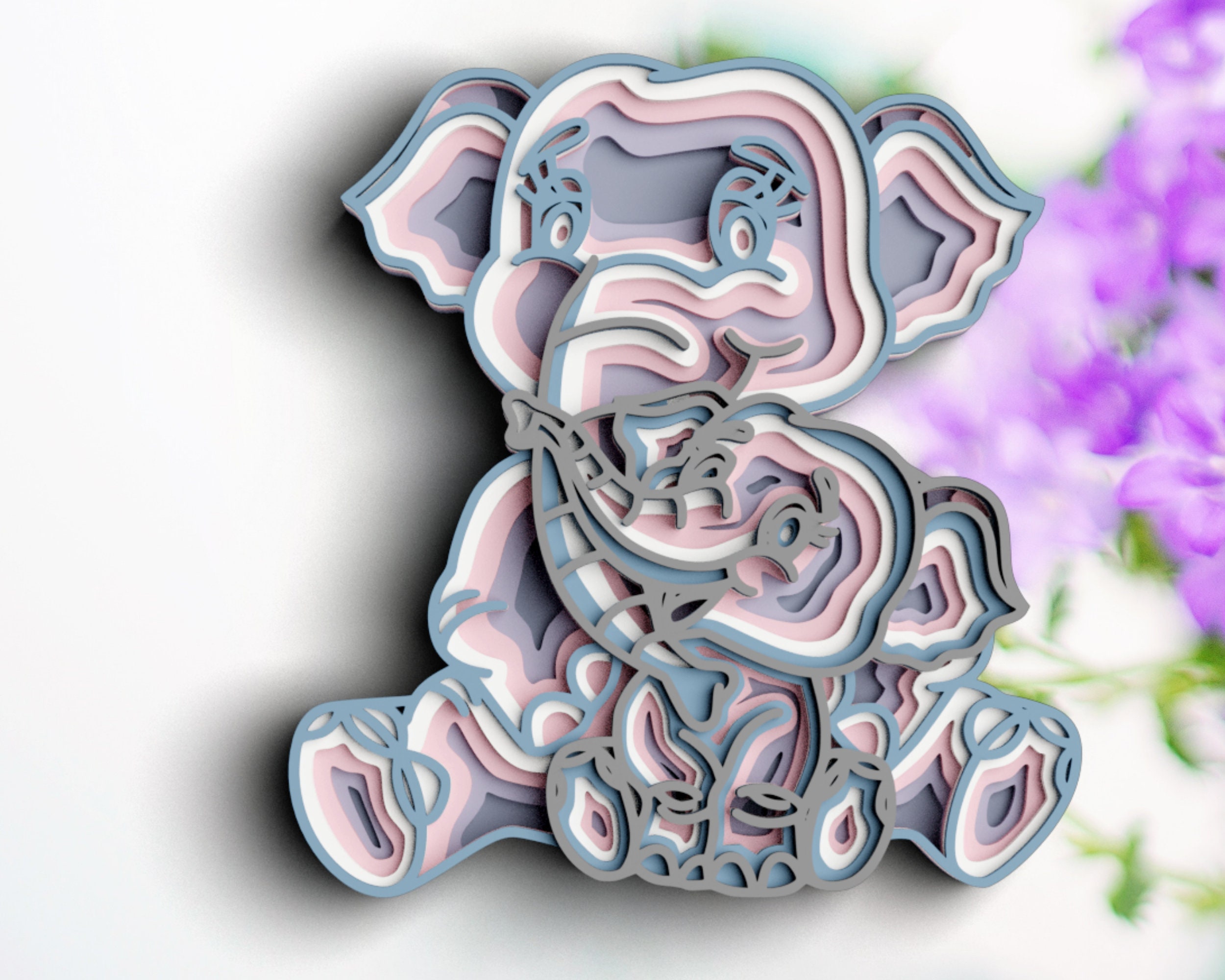 3D Elephant SVG DXF 6 Layer Mom and Baby Svg 3D Mandala Svg - Etsy
