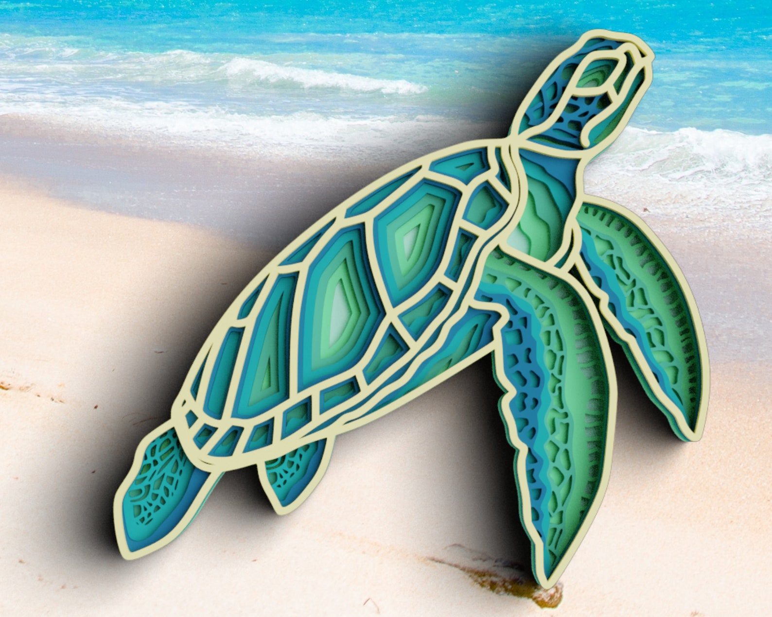 3D Sea Turtle SVG DXF 6 Layer Ocean Svg 3D Mandala Svg - Etsy