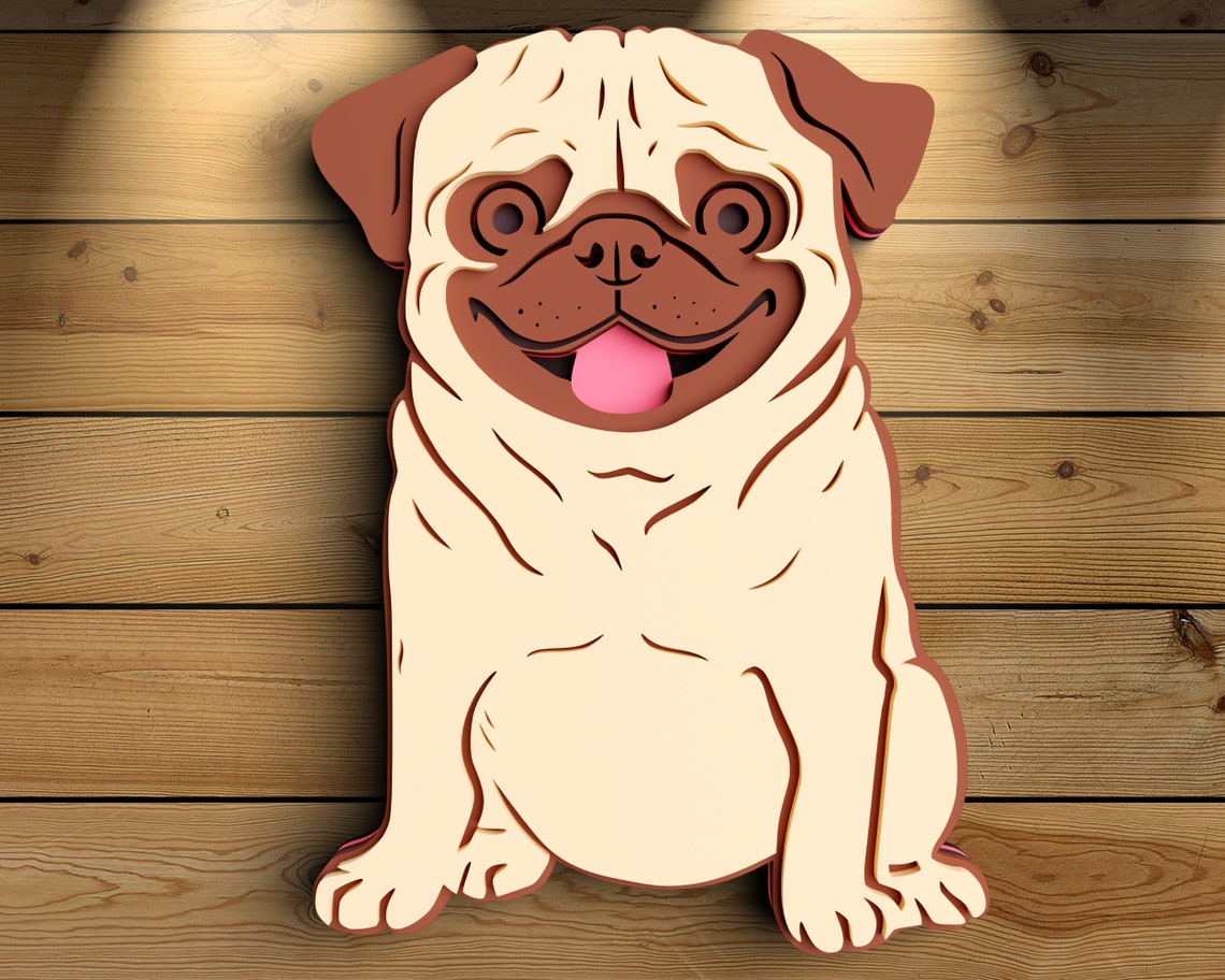 3D Pug SVG DXF 5 Layer Dog Svg 3D Mandala Svg Layered - Etsy