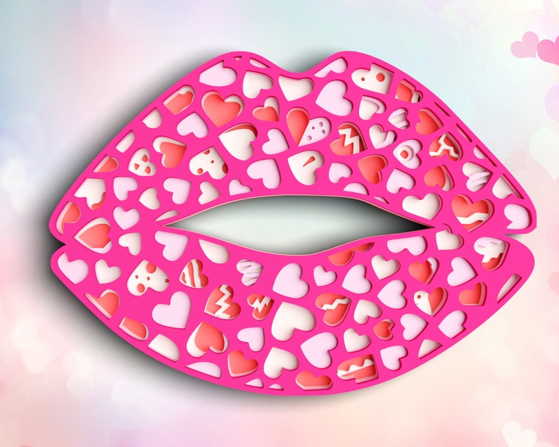 3D Layered Red Lips SVG DXF Valentine Svg 3D Mandala Svg - Etsy