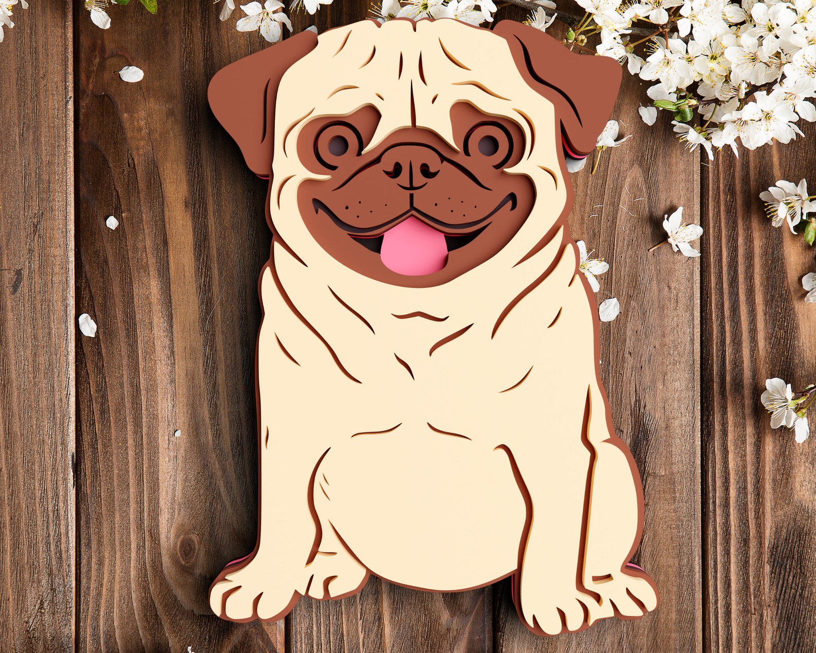 3D Pug SVG DXF 5 Layer Dog Svg 3D Mandala Svg Layered - Etsy