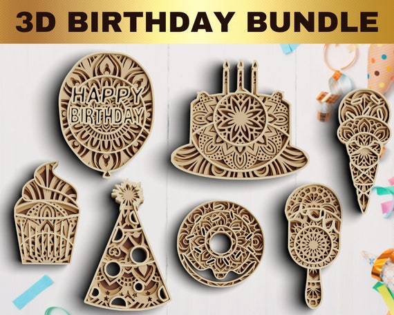 3D Birthday SVG DXF Cake Topper Svg 3D Mandala Svg Layered - Etsy Canada