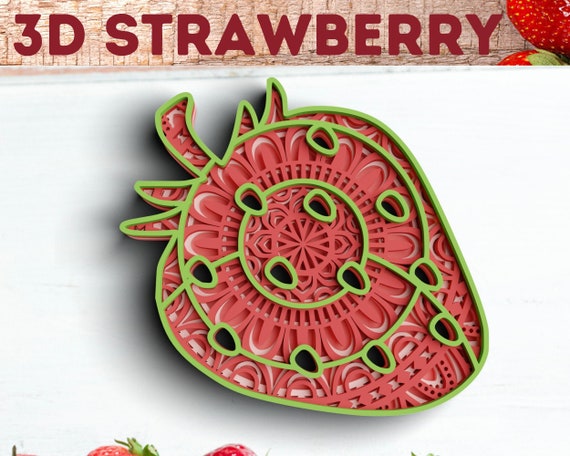 3D Strawberry SVG DXF 4 Layer Fruit Svg 3D Mandala Svg | Etsy
