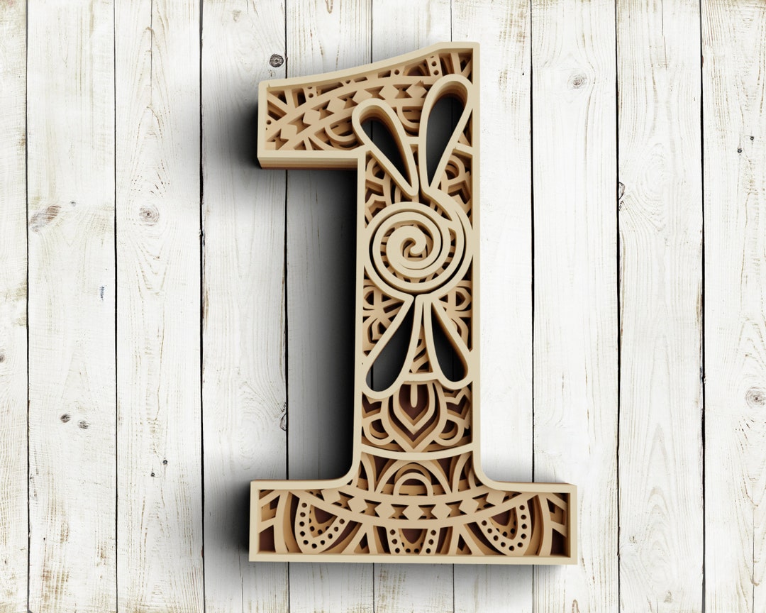 Layered Floral Numbers SVG DXF Number 1 3D Mandala Svg Layered Mandala ...