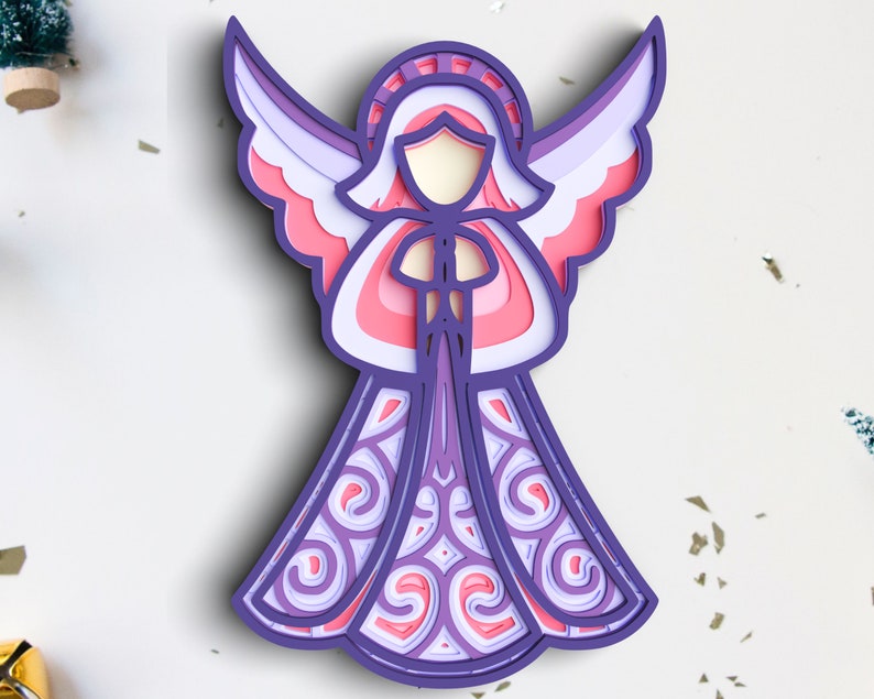 3D Angel SVG DXF 7 Layer Christmas Svg 3D Mandala Svg - Etsy