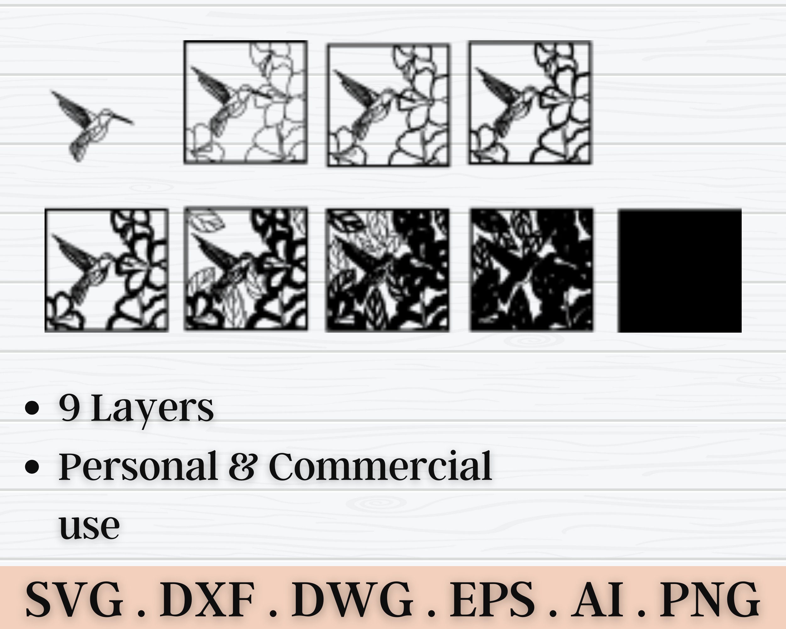 3D Hummingbird SVG DXF 9 Layer Flower Svg 3D Mandala Svg - Etsy