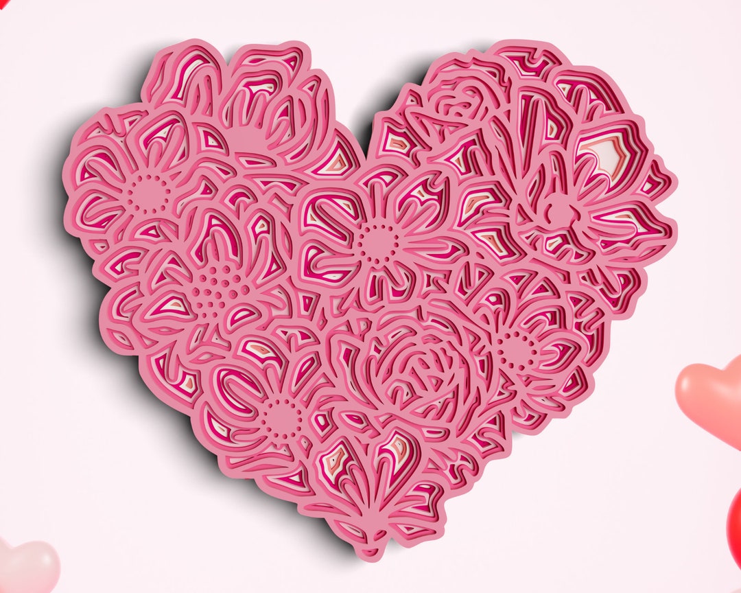 Heart SVG DXF Laser Cut Designs Valentine Svg Shadow Box, Silhouette ...