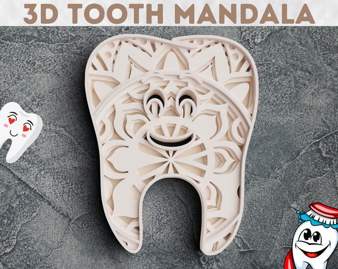 3D Tooth SVG DXF 4 Layer Dental Svg 3D Mandala Svg Layered Mandala Svg ...