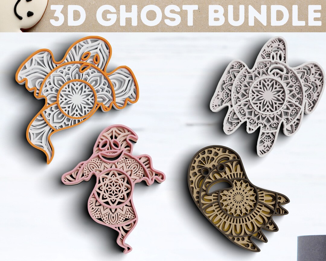 3D Layered Ghost Halloween SVG DXF DXF Files for Plasma 3D Mandala Svg ...