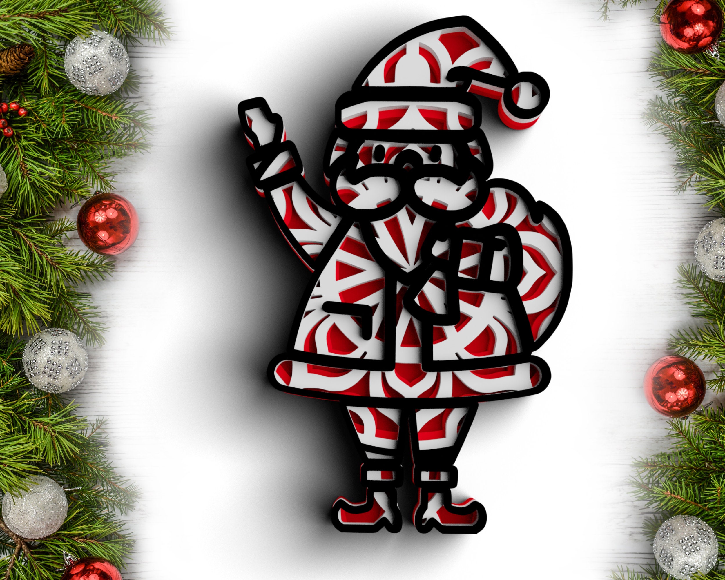 3D Christmas SVG DXF 4 Layer Santa Svg 3D Mandala Svg - Etsy