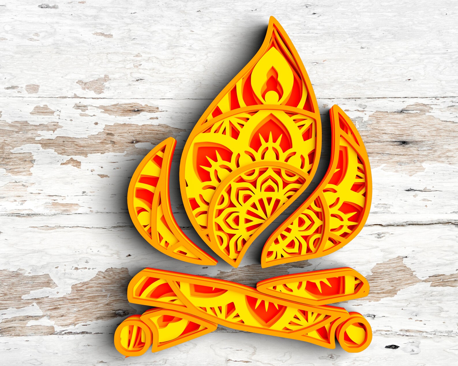 3D Flames SVG DXF 4 Layer Camping Svg 3D Mandala Svg - Etsy