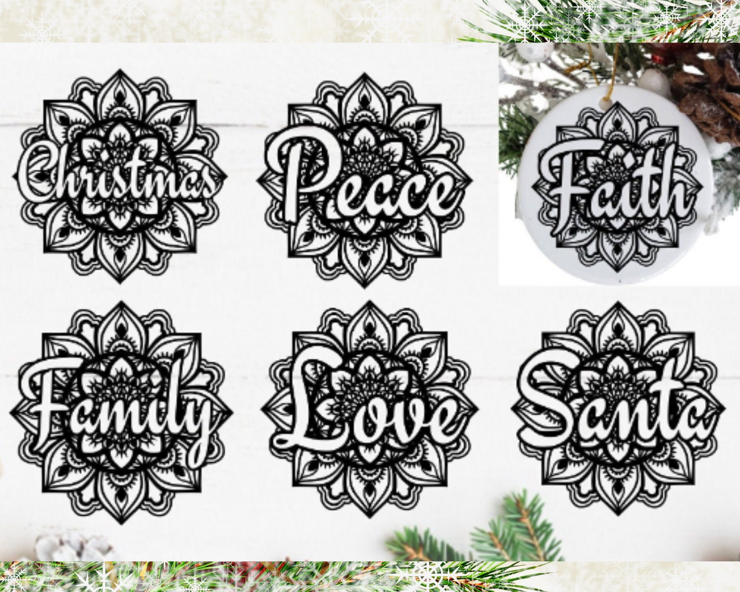 Christmas Ornament SVG Bundle Christmas Mandala SVG Files - Etsy