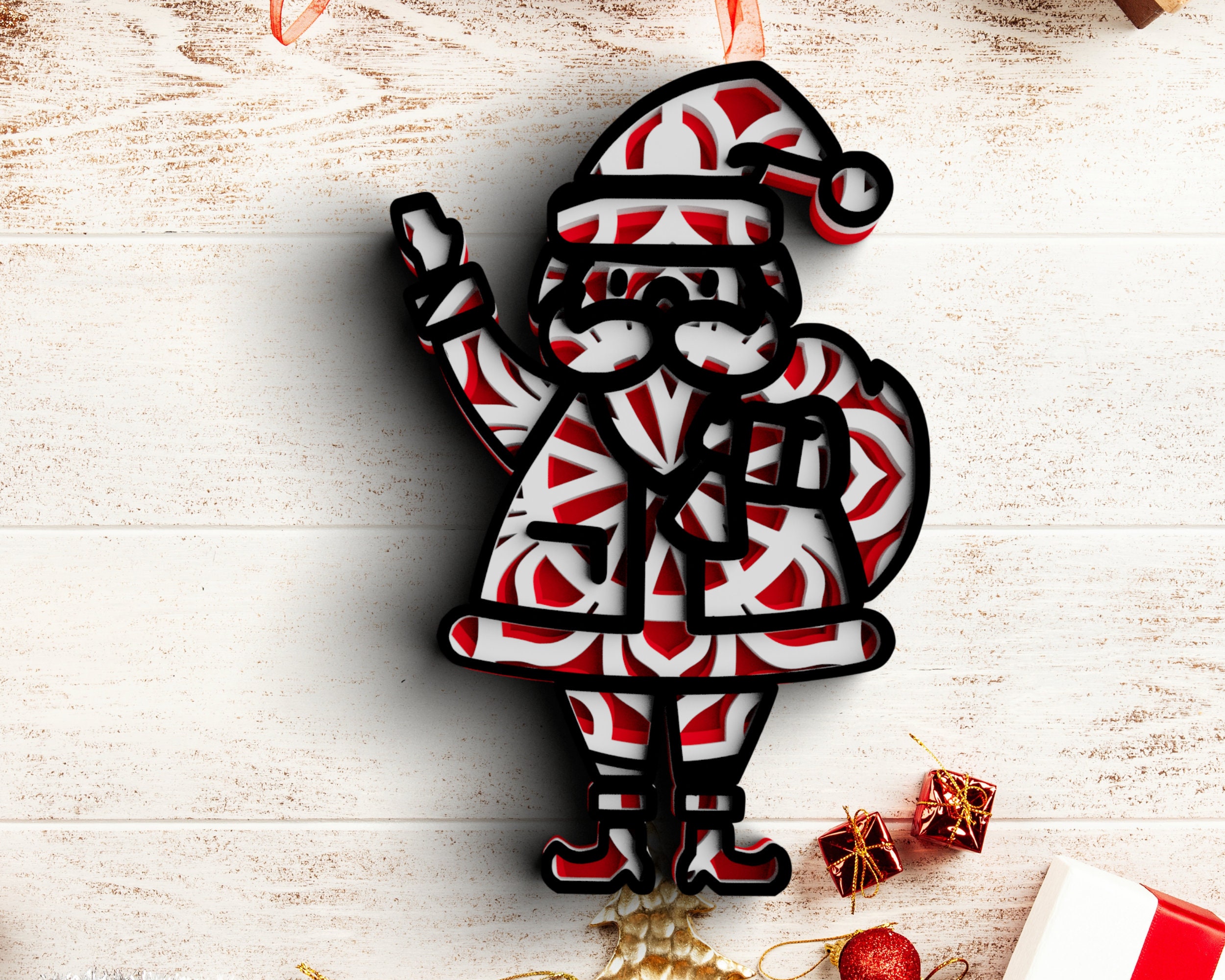 3D Christmas SVG DXF 4 Layer Santa Svg 3D Mandala Svg | Etsy