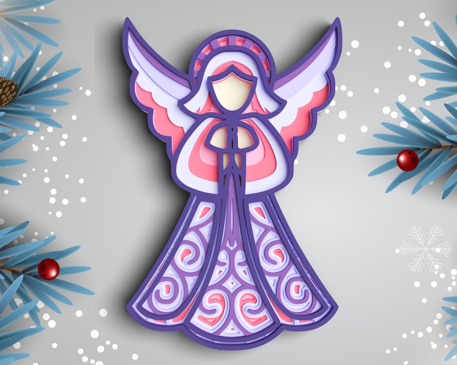 3D Angel SVG DXF 7 Layer Christmas Svg 3D Mandala Svg - Etsy