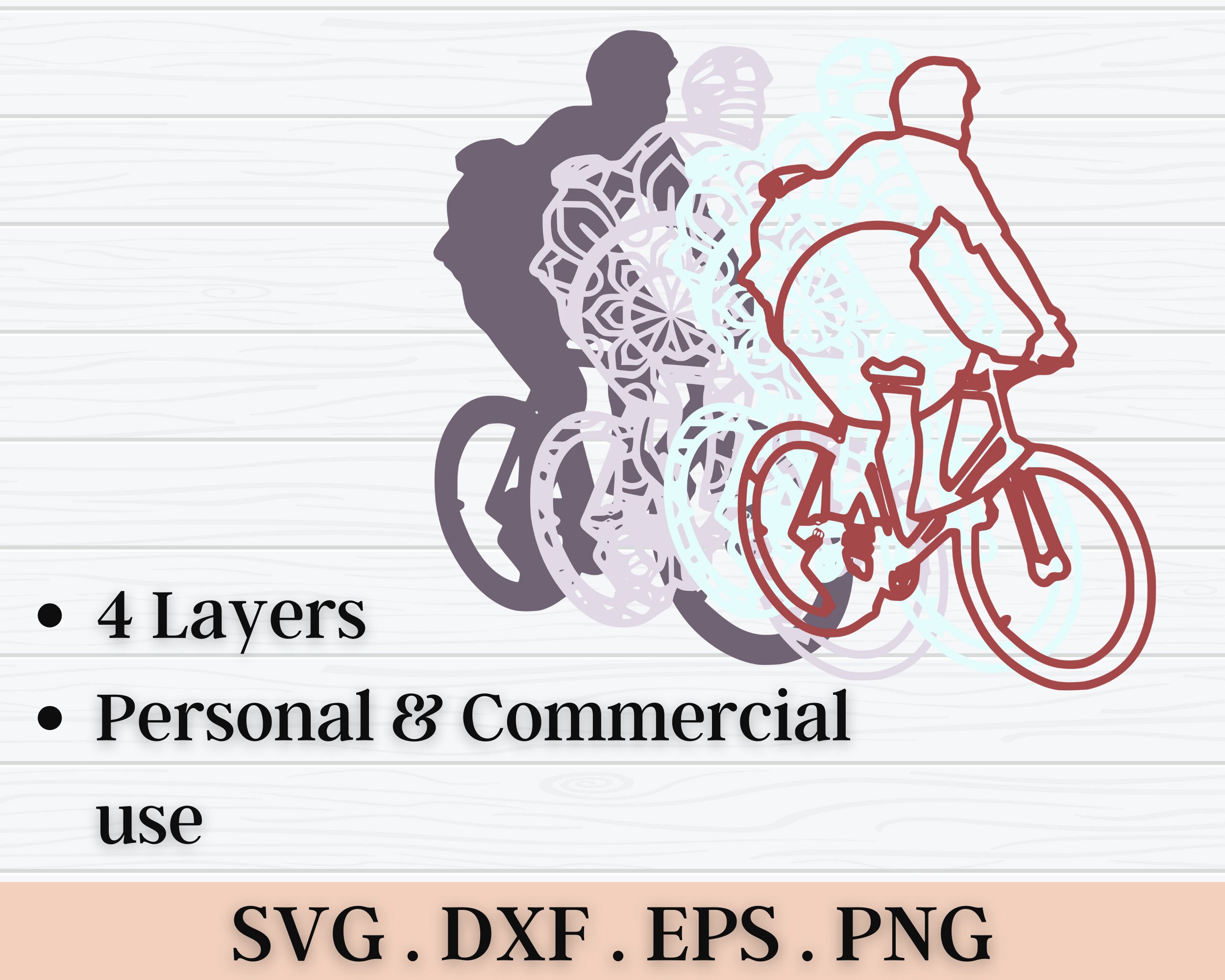 3D Bike SVG DXF 4 Layer Adventure Svg 3D Mandala Svg - Etsy
