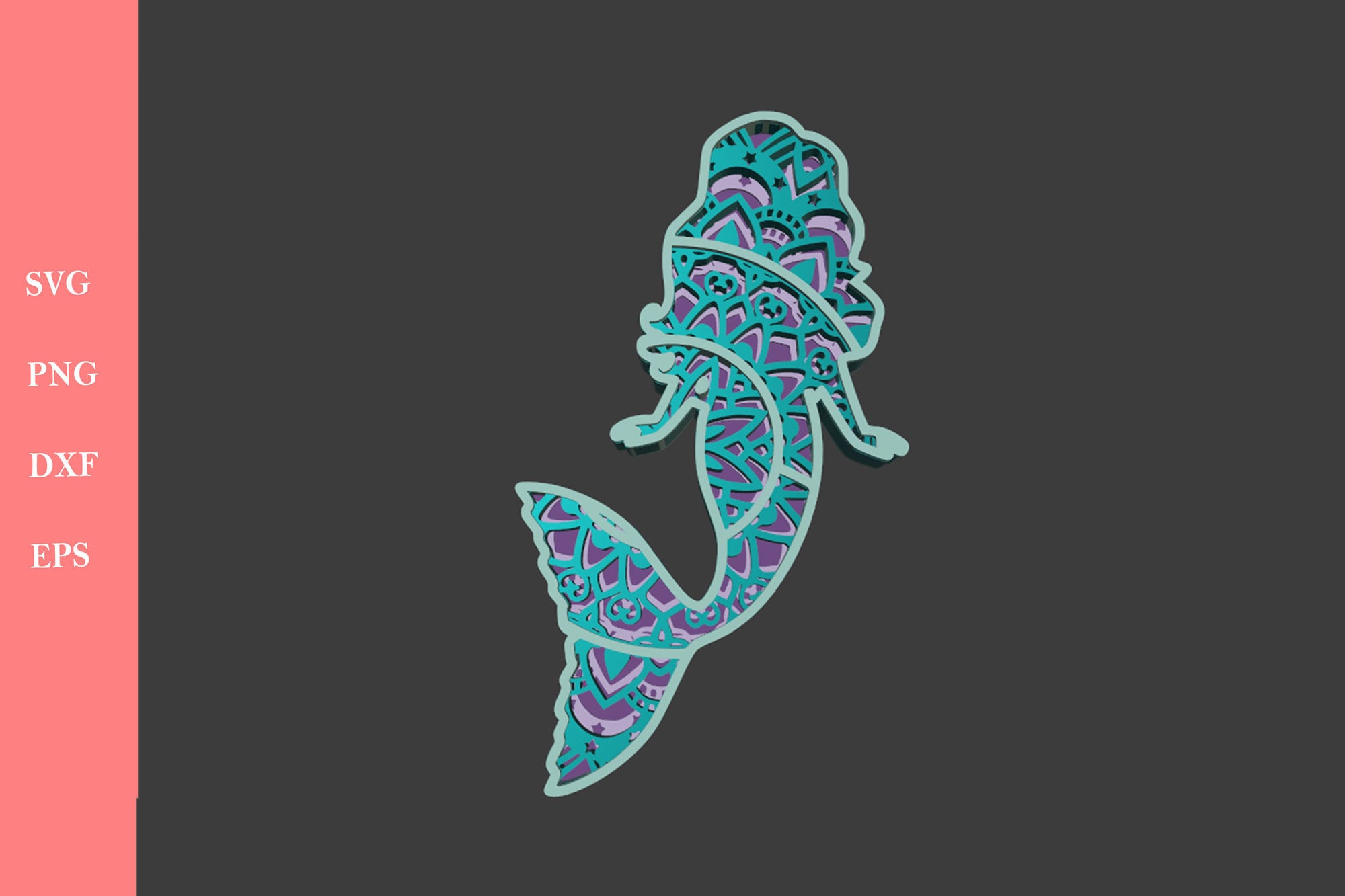 Layered Mermaid Mandala SVG 3D Mandala Svg 4 Layers 3D | Etsy