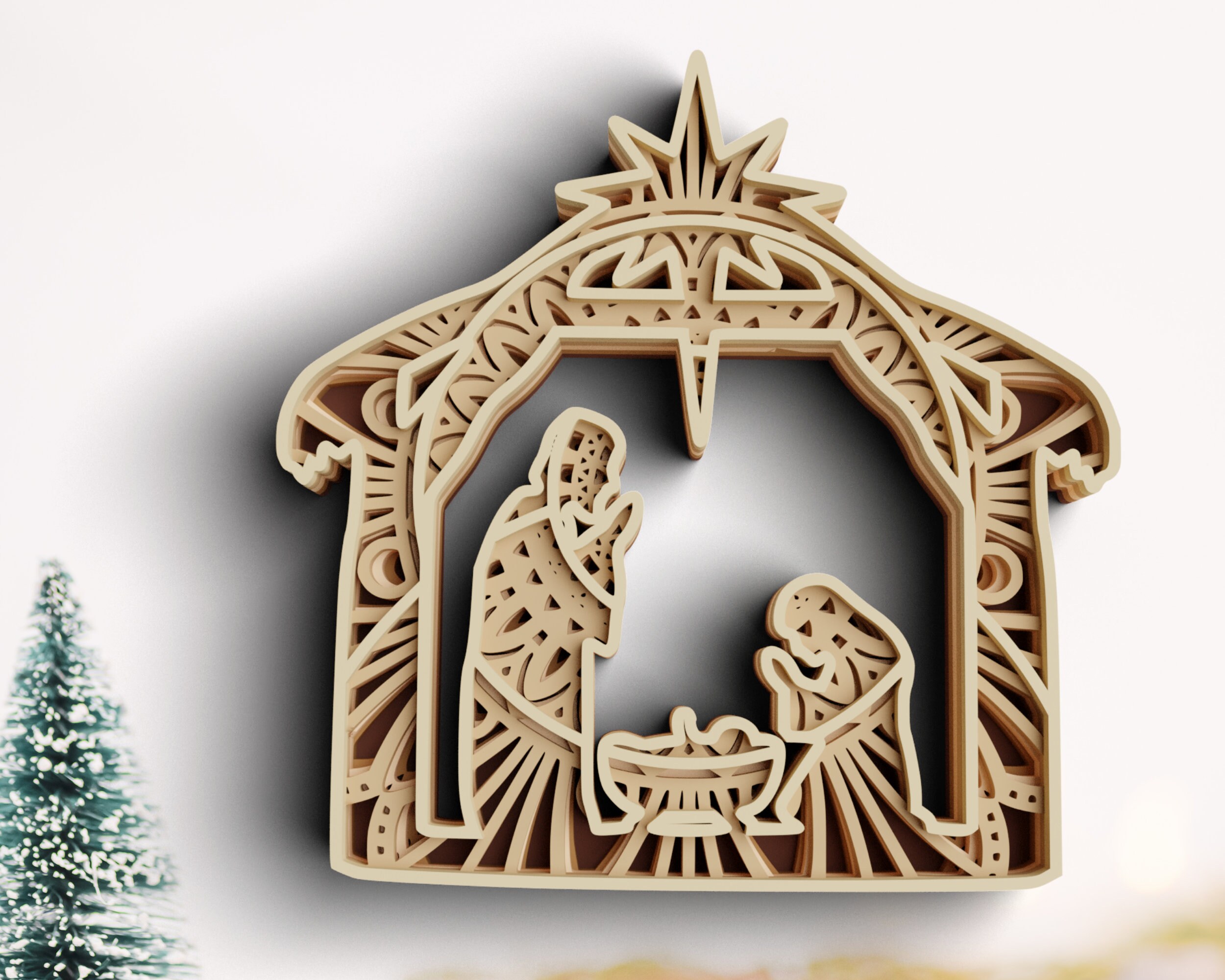 3D Christmas SVG DXF 5 Layer Nativity Svg 3D Mandala Svg - Etsy