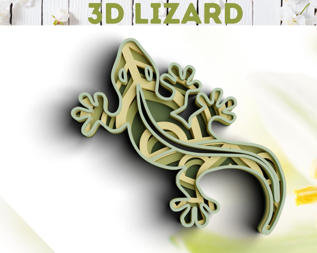 3D Lizard SVG DXF 4 Layer Gecko Svg 3D Mandala Svg Layered Mandala Svg ...