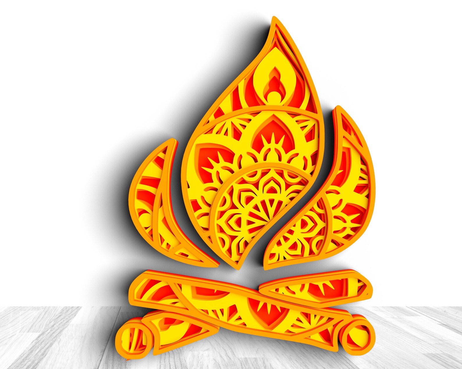 3D Flames SVG DXF 4 Layer Camping Svg 3D Mandala Svg - Etsy
