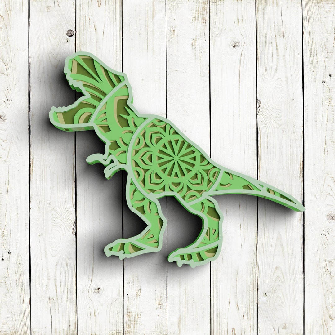 3D Dinosaur Shadox Box Svg 3D Mandala Svg Layered Mandala Svg Files for ...
