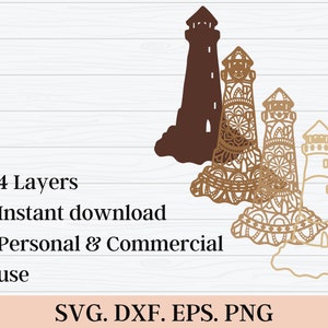3D Lighthouse SVG DXF 4 Layer Nautical Svg 3D Shadow Box Svg Layered ...