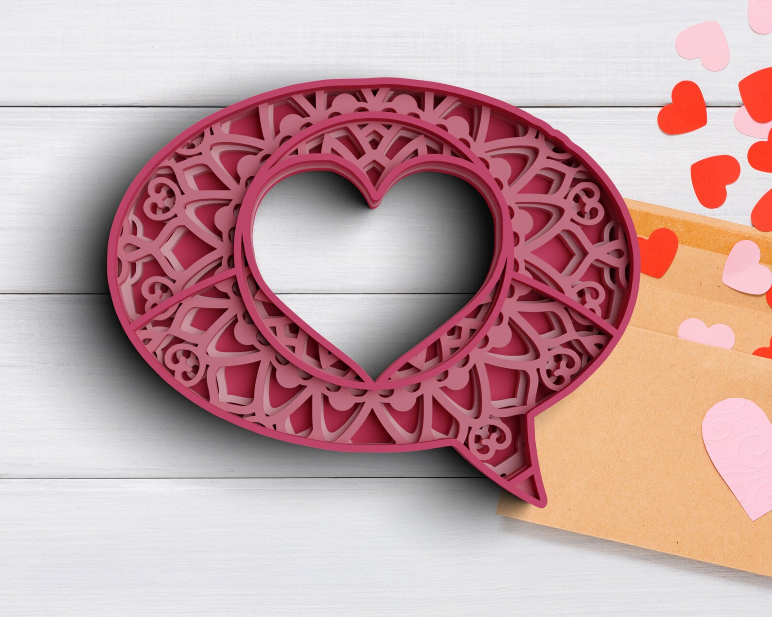 3D Valentine SVG DXF 4 Layer Heart Svg 3D Mandala Svg | Etsy