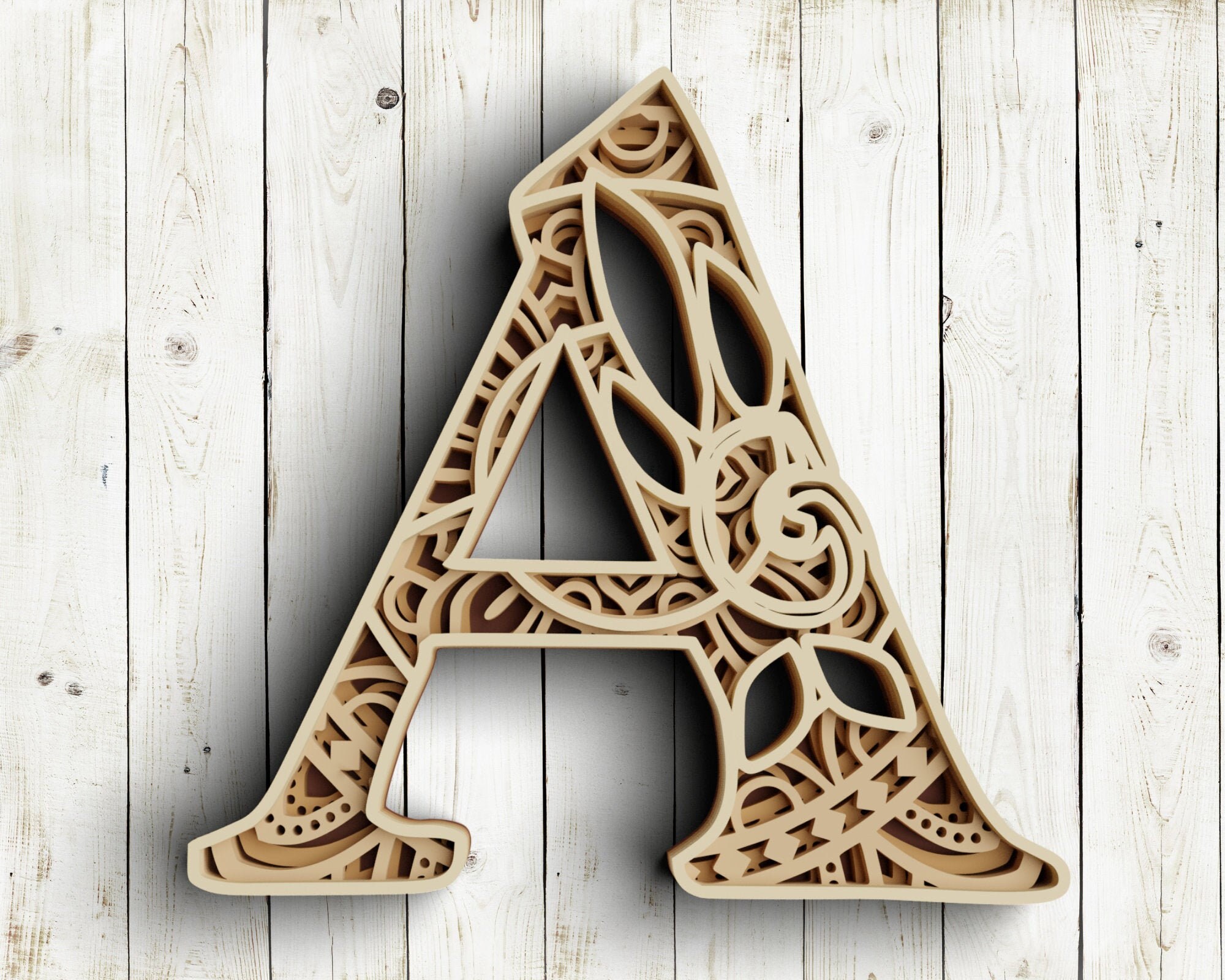 Craft Supplies & Tools Scrapbooking Letter M 3D Mandala Svg layered ...