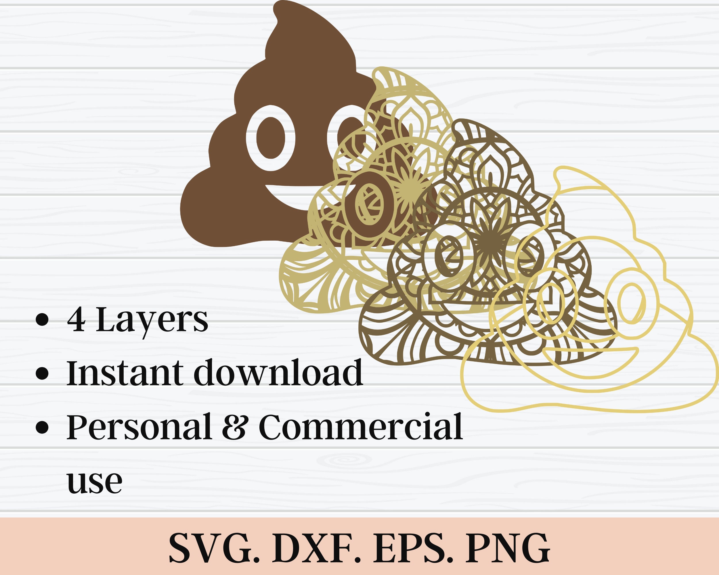 3D Poop SVG DXF 4 Layer Bathroom Svg 3D Mandala Svg | Etsy