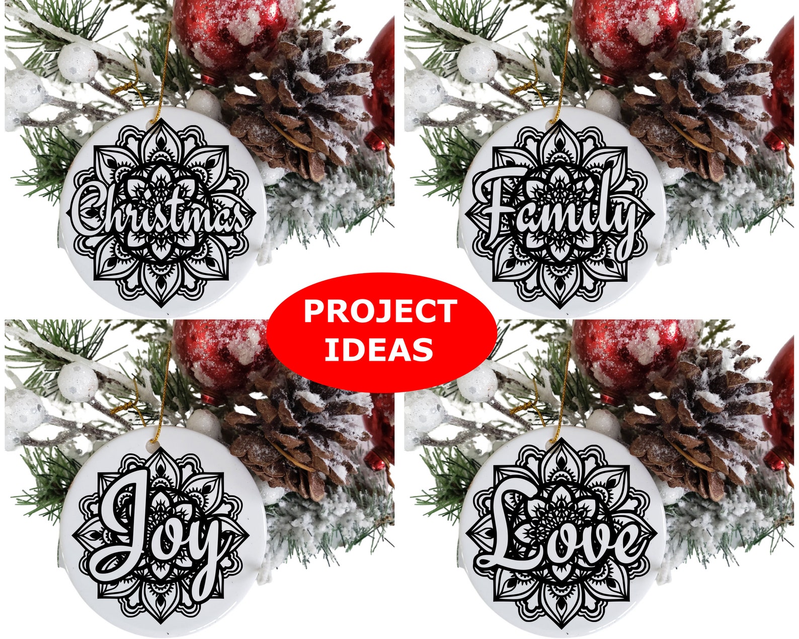 Christmas Mandala SVG Bundle 8 Designs - Etsy