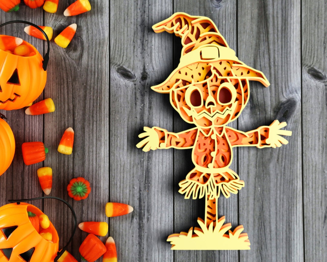 3D Layered Halloween Straw Man SVG DXF Files for Plasma 3D Mandala Svg ...