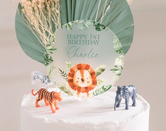 Animal Themed Line Cake Topper Set Two Wild Cake Topper Set Wild One ...