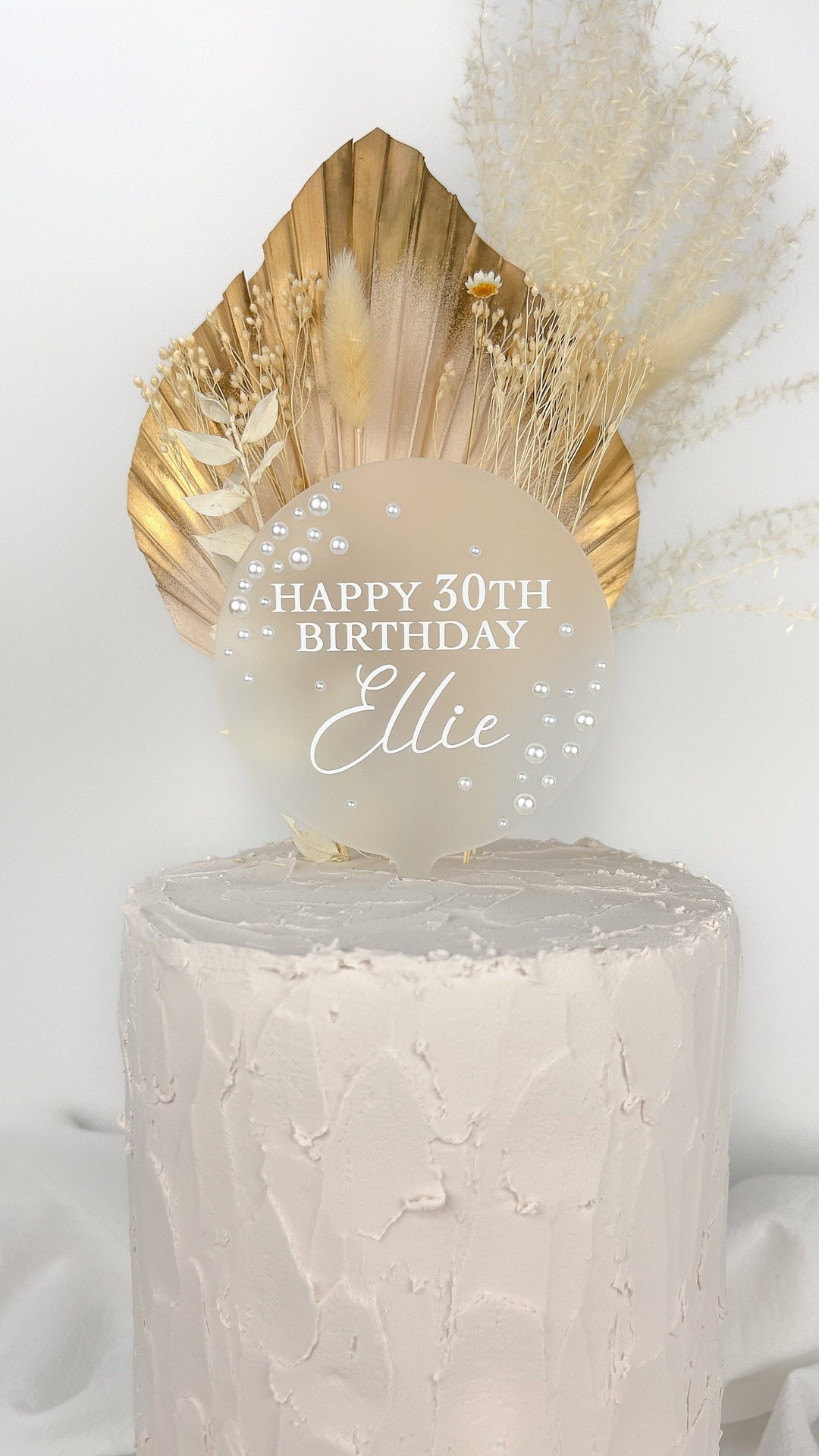 Pearl Acrylic Cake Topper Personalised Birthday, Baby Shower, Hen Party ...