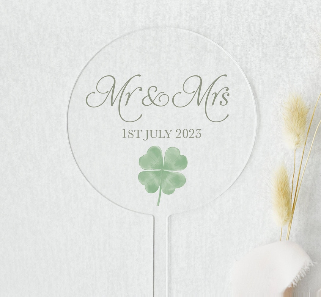 4 Leaf Clover Wedding Cake Topper Personalised Acrylic - Etsy